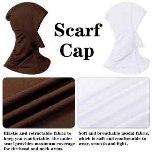 4 Pieces Modal Hijab Cap Adjustable Muslim Stretchy Turban Full Cover Shawl Cap Full Neck Coverage for Lady Under Scarf Stretch Jersey Full Neck Coverage Hijab Head Scarf Bonnet Accessories