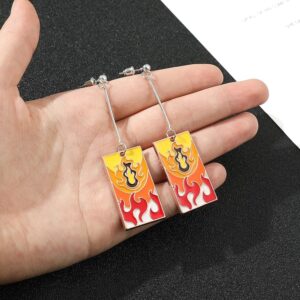 FunBoat 10Pcs Kimetsu No Yaiba Earring Set - Rengoku Mitsuri Anime Hanafuda Dangle Earring - Cosplay Jewelry for Women and Men