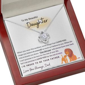 awesomesons to my daughter i am proud to be your father lion dad and daughter necklace, daughter gifts from dad, father daughter gifts love knot necklace birthday gift for daughter from dad, metal,