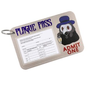 4 x 3" cute card protector, cartoon leather id card holder name tags badge card holders, funny card protector with transparent window (crow)