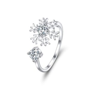 fanze ring for women, ring flower cubic zirconia, fashion jewelry gift (snowflake, sunflower, rose)