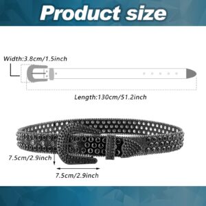 Geyoga Rhinestone Western Belt Bling Studded belts for Women Cowgirl Cowboy Leather Diamond Belt Vintage Waist Belt for Jeans Dress (Black, 39.4 Inch)