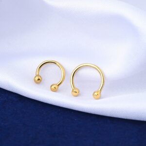 OUFER Gold Septum Piercing Jewelry 16G 14K Solid Gold Nose Septum Horseshoe Hoop Earring Helix Daith Cartilage Earrings