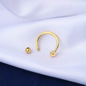 OUFER Gold Septum Piercing Jewelry 16G 14K Solid Gold Nose Septum Horseshoe Hoop Earring Helix Daith Cartilage Earrings