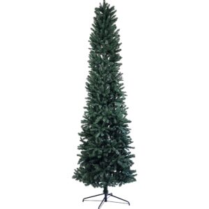 Flexible Flyer 9 Ft Pencil Christmas Tree. 1500 Branch Tips. Sturdy Metal Stand. Unlit Tall Slim Skinny Narrow Thin Artificial Xmas