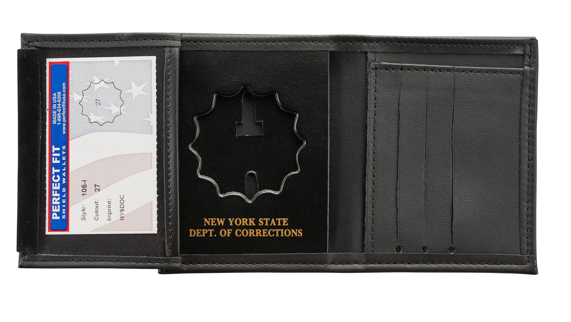 Perfect Fit Shield Wallets New York State Corrections Hidden Badge Wallet Black (Cutout PF27)