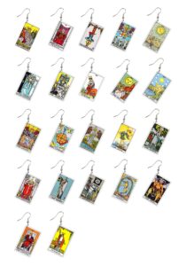 veinti+1 22 pairs tarot card earrings arot divination earrings wheel of fortune grand arcana earrings waite tarot earrings jewelry with double side tarot patten pendant earring for women playing astrology charms decor nature's secret library regalo de joy