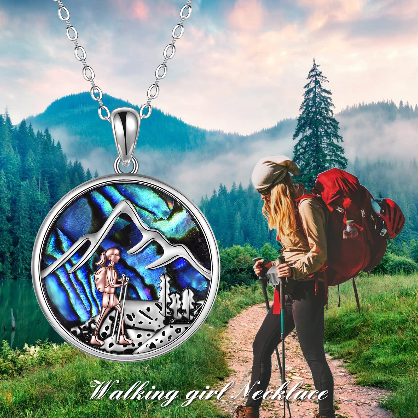 MONGAS Mountain Necklace Sterling Silver Mountain Range Adventure Pendant Necklace Backpacker Hiker Climber Christmas Jewelry Gifts for Women