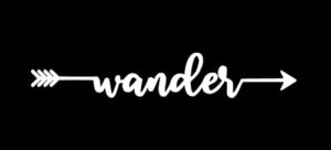 wander arrow decal outdoor backpacking hiking camping | white | made in usa by stick this! | sticker for car or truck windows, laptop, water bottle, tablets etc. | 7.5" x 1.5" |