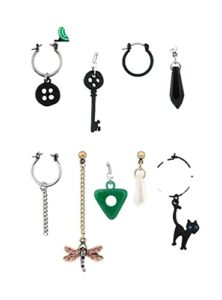 coraline key & seeing stone mismatch earring 9 pc set licensed, black