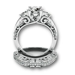 DESTINY JEWEL 2.35Ct Round Cut Diamond Gorgious Look Bridal Engagement Wedding Ring Set. Solid 925 Silver 14K White Gold Over Ring Set_9.5