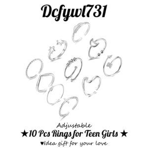 Dcfywl731 Stackable Rings for Women Trendy Stuff Knuckle Ring Cute Adjustable Arrow Knot Wave Star Moon Rings Set Jewelry Gifts Stocking Stuffers for Christmas Gifts 2024