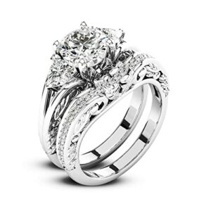 destiny jewel 2.35ct round cut diamond gorgious look bridal engagement wedding ring set. solid 925 silver 14k white gold over ring set_9.5