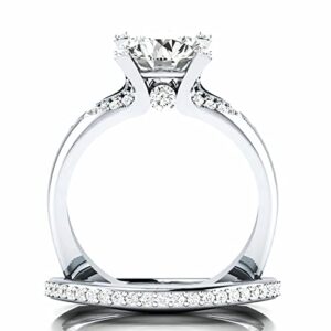 DESTINY JEWEL 2.25Ct Round Cut Diamond Solid 925 Silver 14K White Gold Over Engagement Wedding Ring Set_10