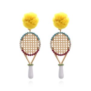 tennis racket dangle drop earrings tennis racket jewelry for women crystal earrings for women