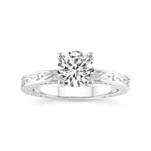 friendly diamonds 1 carat - 3 carat | igi certified lab grown diamond engagement ring | 14k or 18k in white, yellow or rose gold | ivory vintage solitaire lab diamond ring | fg-vs1-vs2 quality, 1 ct,