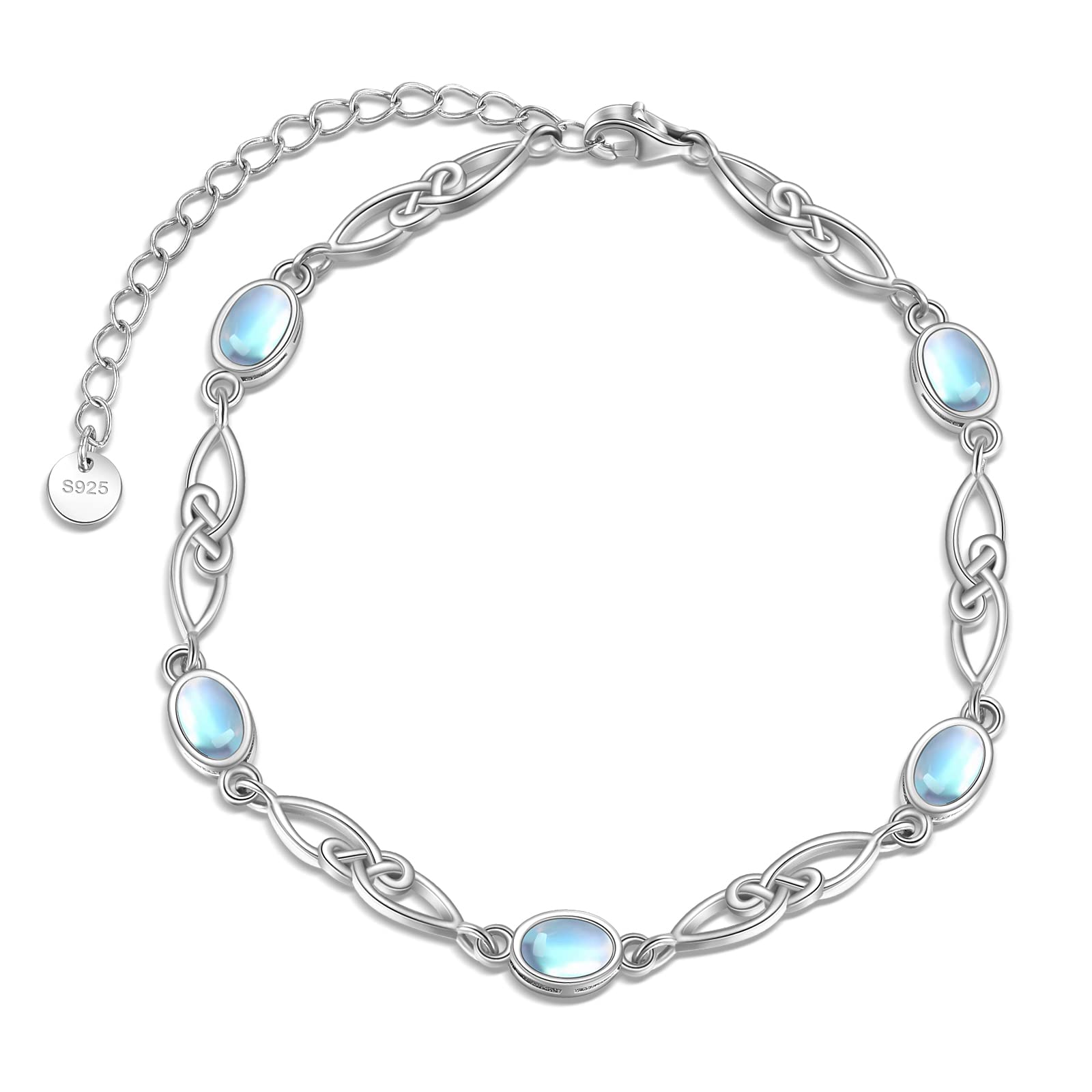 YFN Infinite Moonstone Bracelet 925 Sterling Silver Celtic Infinite Love Moonstone Bracelet Moonstone Jewelry for Women