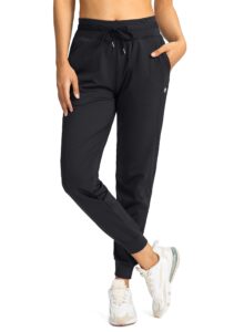 g gradual women's joggers pants with zipper pockets high waisted athletic tapered sweatpants for women workout lounge (black, large)