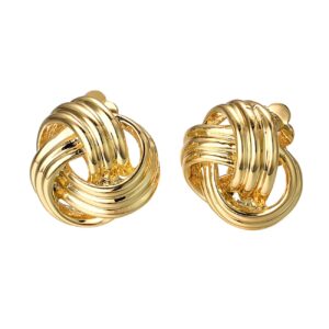 jolchif love knot clip on earrings for women non piercing ears 18k gold plated earrings clip jewelry gifts