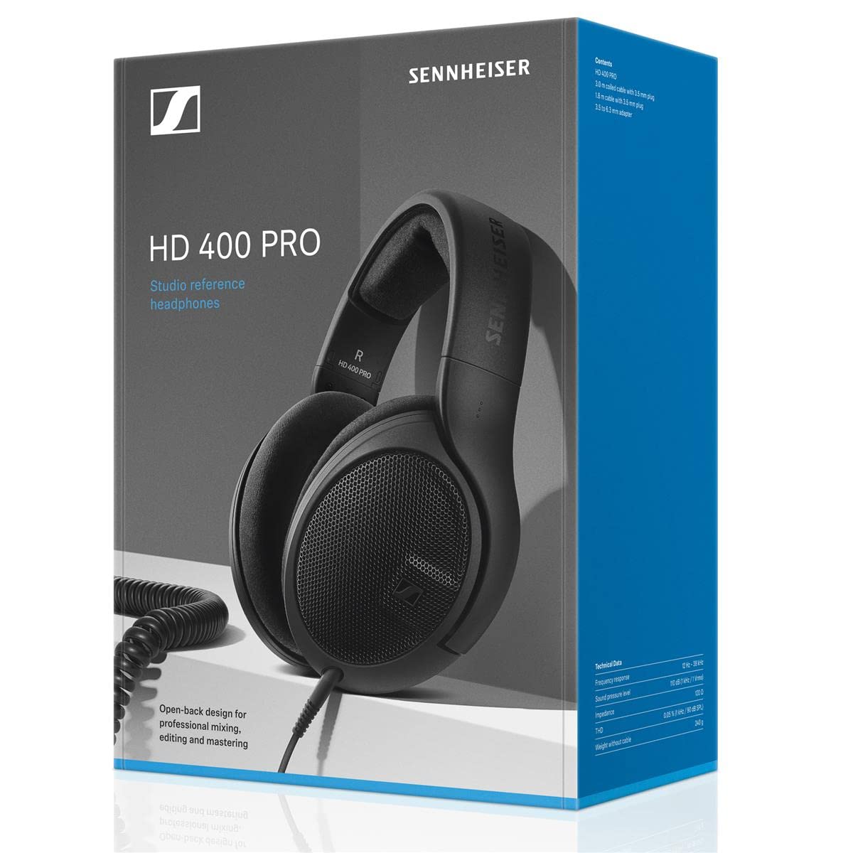 Sennheiser HD 400 PRO Open Back Dynamic Headphones for Studio, Mixing, Video, Audio Production, Twitch, High Definition music listening, removable 1/8” cable w ¼” adaptor,Black