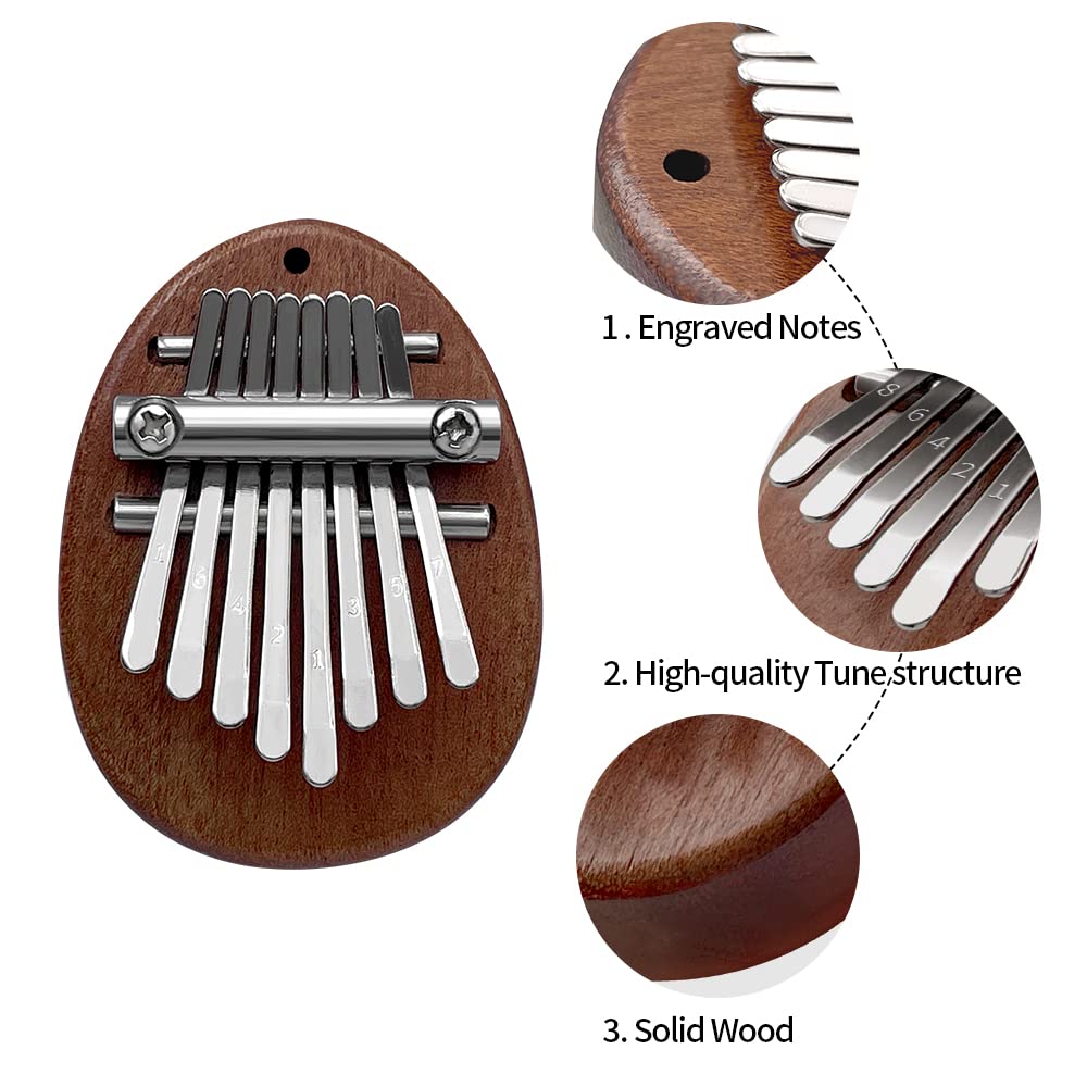 Kalimba Thumb Piano 8 Keys - Portable Mini Size Finger Piano Marimba Musical Instruments Solid Wood Mibra Gift for Kids and Piano Beginners Professional (Mini Size)