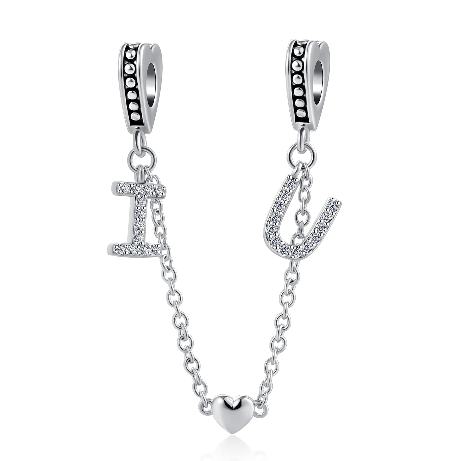 QeenseKc I Love You Connection Spacer Charm Safety Chain Compatible with Pandora Charms Bracelets,White(Aut-157_IUConnection)