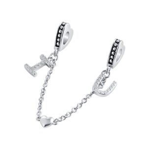 QeenseKc I Love You Connection Spacer Charm Safety Chain Compatible with Pandora Charms Bracelets,White(Aut-157_IUConnection)