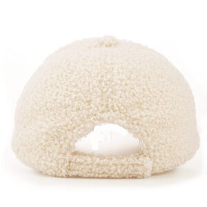 Mealah Winter-Warm Baseball-Hat for Womens Faux-Lamb-Wool Adjustable Baseball Cap Beige