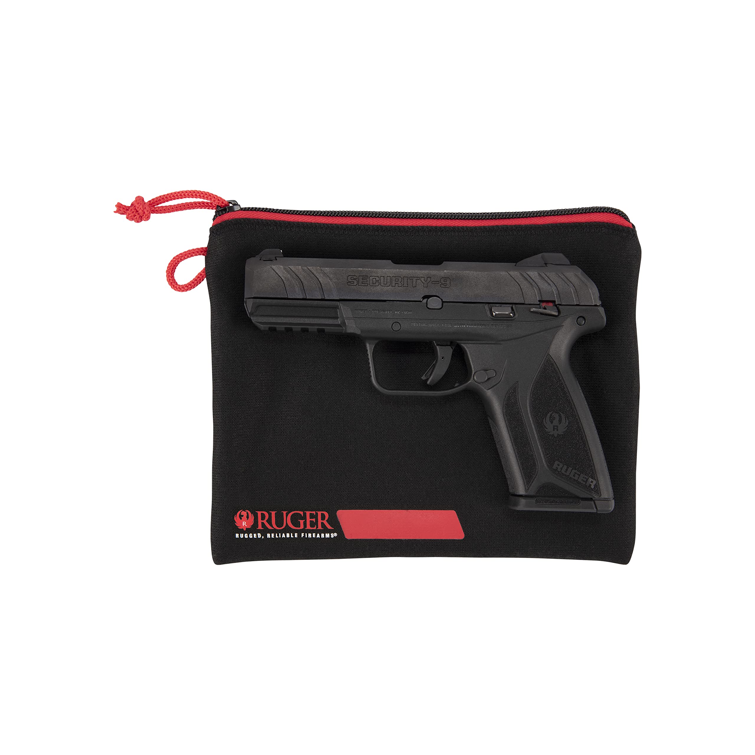 Allen Company Ruger® Lockable Handgun Storage Pouch with writeable ID Label, Full-Size 7" to 9" Handguns, Black