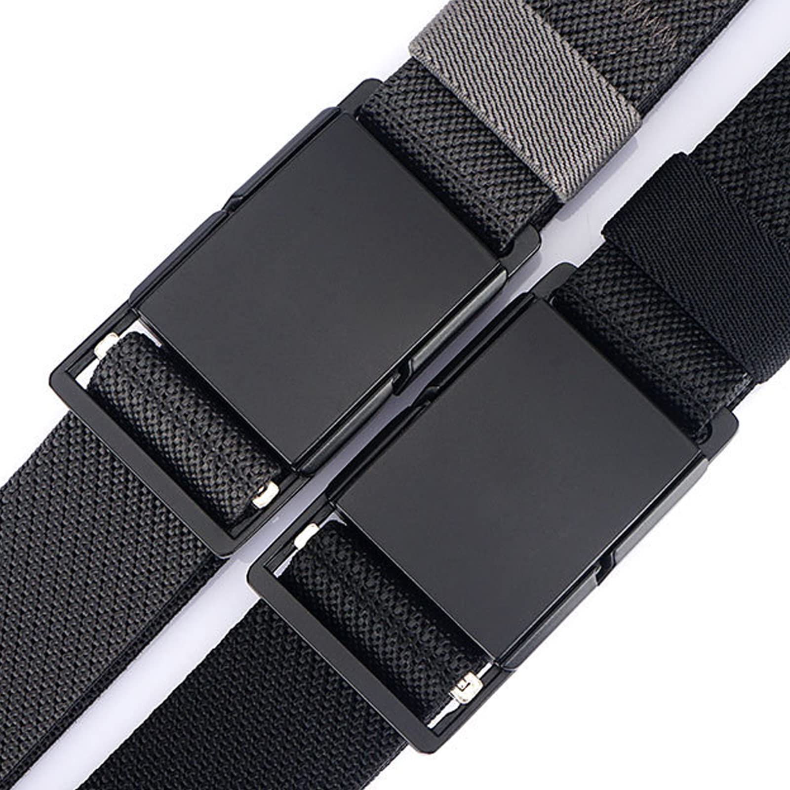 QAZSE Mens Stretch Belt Quick Release Magnetic Buckle Elastic Webbing Sport Work Golf Belts for Men 1.34inch Wide Black 53" Long