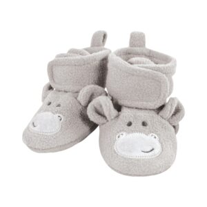 Hudson Baby Unisex-Baby Animal Fleece Booties 2-Pack Socks, Blue Elephant Hippo, 0-6 Months