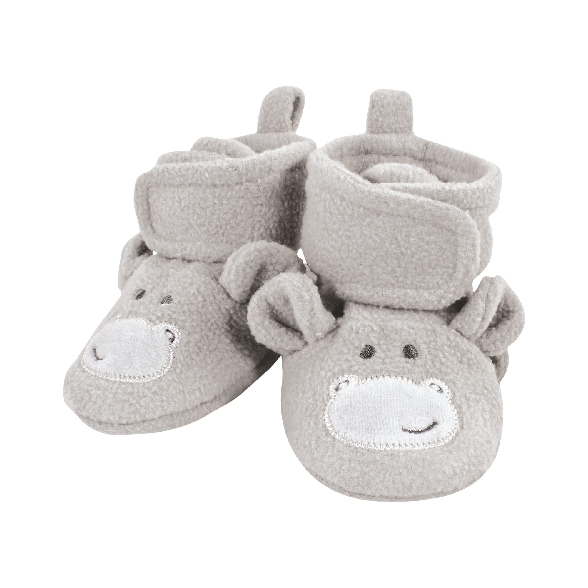 Hudson Baby Unisex-Baby Animal Fleece Booties 2-Pack Socks, Blue Elephant Hippo, 0-6 Months