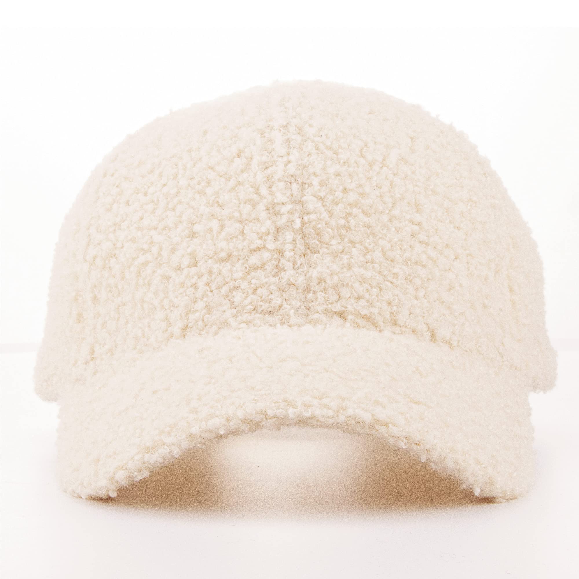 Mealah Winter-Warm Baseball-Hat for Womens Faux-Lamb-Wool Adjustable Baseball Cap Beige