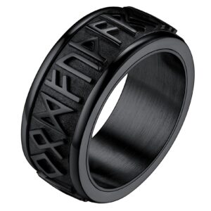 scandinavia viking rune band thumb rings, black punk pinky ring for male, women spinner stackable finger acccessories