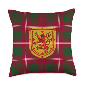 scottish tartan family celtic plaids crawford tartan scottish plaid lion rampant throw pillow, 18x18, multicolor