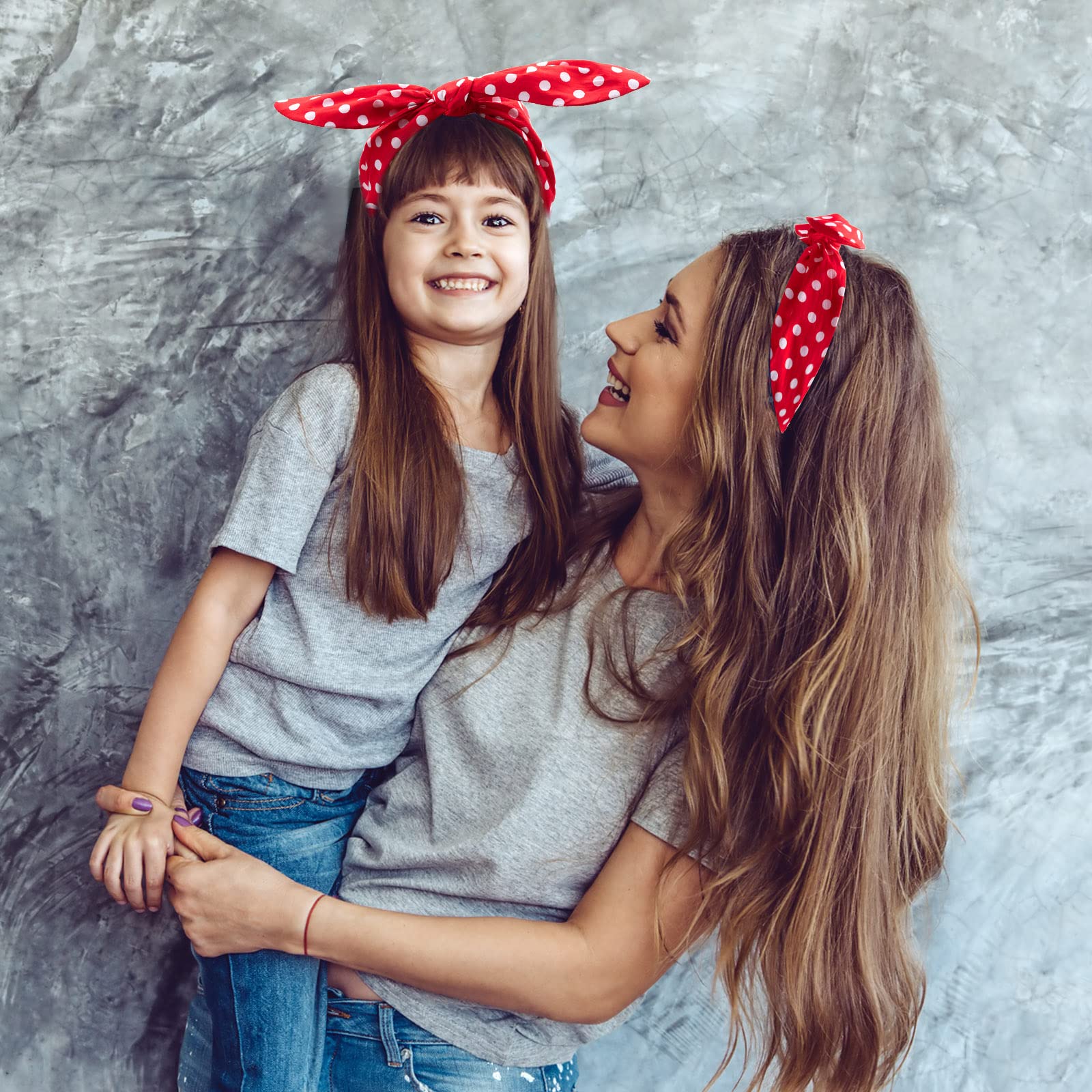 Costume Headband White Polka Dot Bandana Headband Wire Headband Halloween Dress up Retro Hairband Headwrap Hair Accessories for Women(Big Dots,Red)