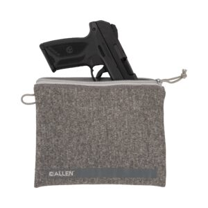 allen company lockable handgun storage pouch with writeable id label, full-size 7" to 9" handguns, gray