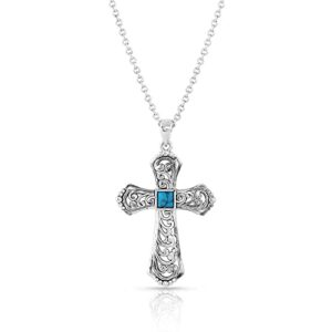 montana silversmiths western lifestyle women's cross necklace (cathedral curves cross)