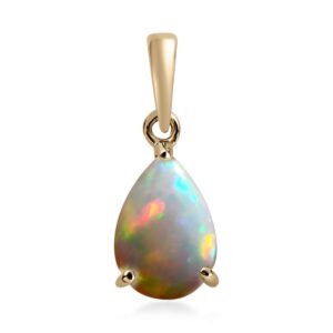 luxoro 10k yellow chunky solid real gold jewelry opal pendant for women birthday gifts for women