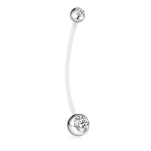 lenacou 14g pregnancy belly button rings clear long flexible bioplast sport maternity navel retainer cz balls body piercing 38mm