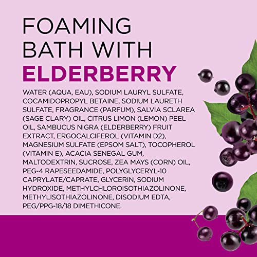 Dr Teal's Foaming Bath with Pure Epsom Salt, Black Elderberry with Vitamin D, 34 fl oz (Pack of 4) (Packaging May Vary)