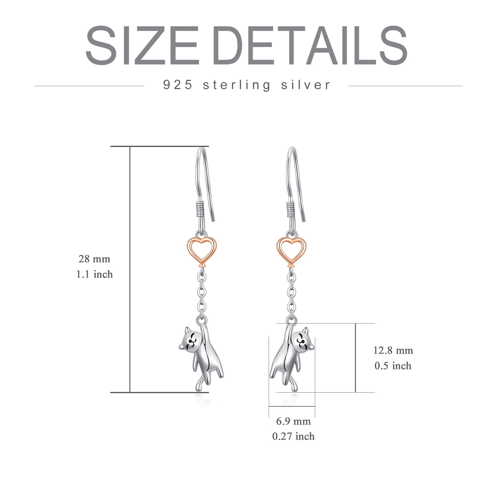 PELOVNY Cat Earrings for Women S925 Sterling Silver Balloons Cats Dangle Hook Doop Earrings for Women