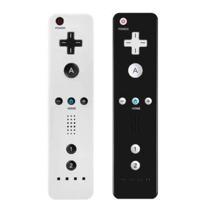 molicui wii controller 2 pack, wii remote controller compatible with nintendo wii and wii u, wii controller with silicone case and wrist strap(no motion plus)