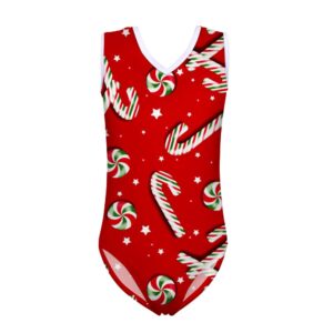 fkelyi kids girls gymnastics leotards christmas sugar printed sleeveless tank bodysuit toddlers xmas holiday performance outfit ballet dancewear 3-4t