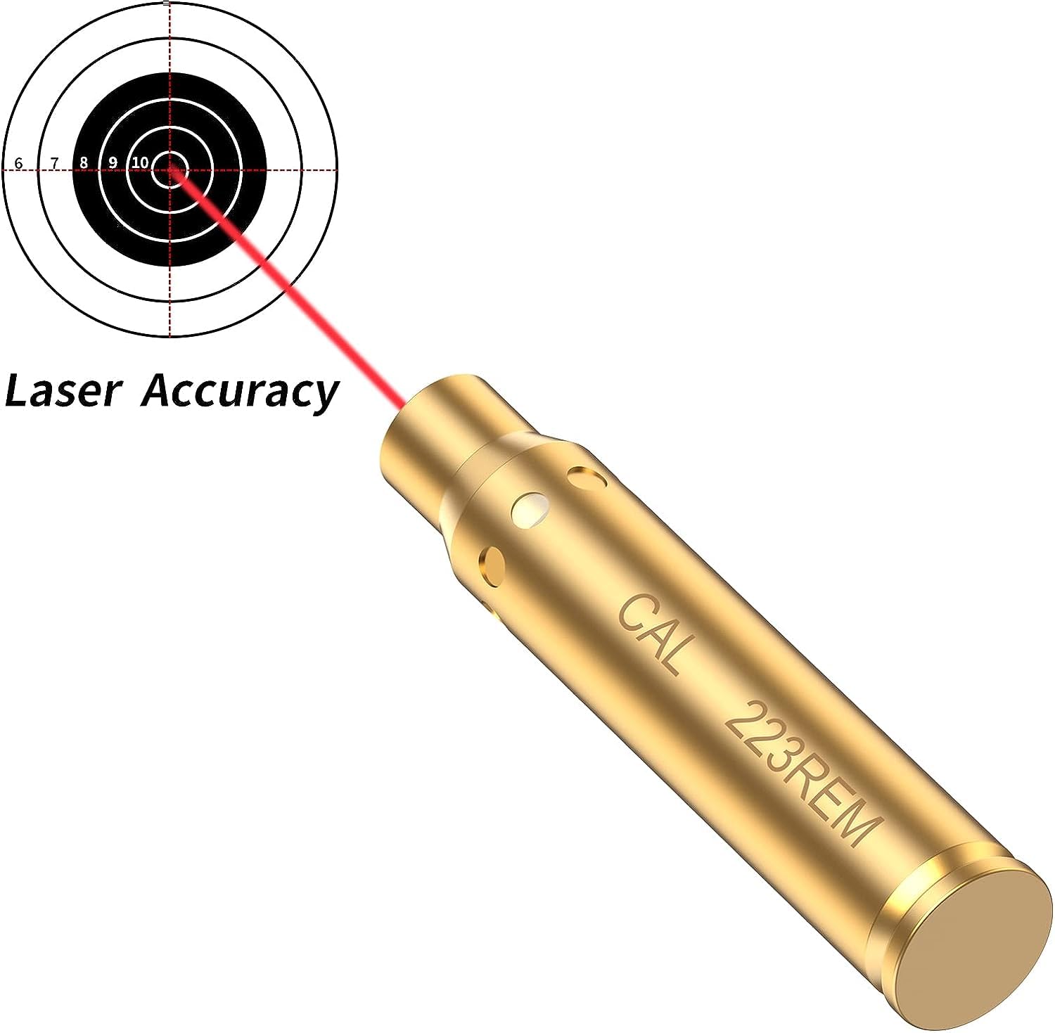 Tipfun Bore Sight Cal 223 5.56mm Rem Gauge Laser Sight Red Dot Boresighter with Batteries