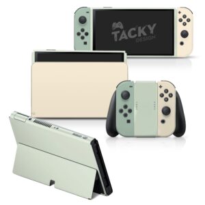 tacky design classic pastel skin compatible with nintendo switch oled skin -vinyl 3m colorwave stickers set - compatible with nintendo switch oled skin joy con, console, dock wrap - decal full wrap