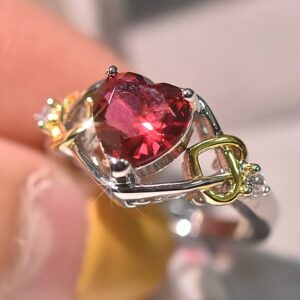 wdiyieetn fashion jewelry gold and silver two-tone shiny diamond heart-shaped ruby ring cubic zirconia crystal diamond ring eternity engagement wedding band ring for women (7)