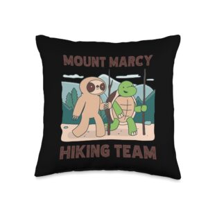 mount marcy carabiner more hiking less worrying mount marcy hiking team climbing expedition camping sloth throw pillow, 16x16, multicolor