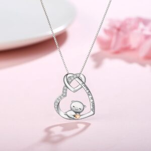 ABBGIABBW Pig Necklace 925 Sterling Silver Cute Pet Pig Heart Pendant Necklace Animal Jewelry Birthday Gift for Women