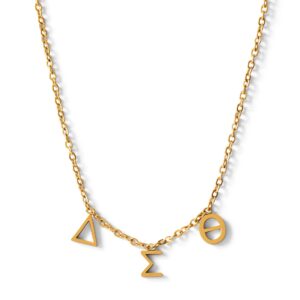 sorority shop delta sigma theta necklace — dst name necklace, 18k gold plated sorority gifts necklace, long-lasting delta sigma theta gifts for women